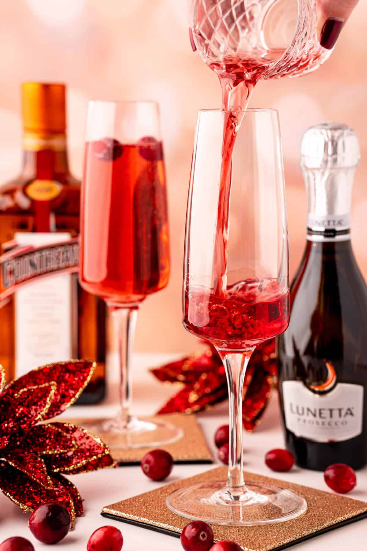 Poinsettia Cocktail (Cranberry Champagne Cocktail)