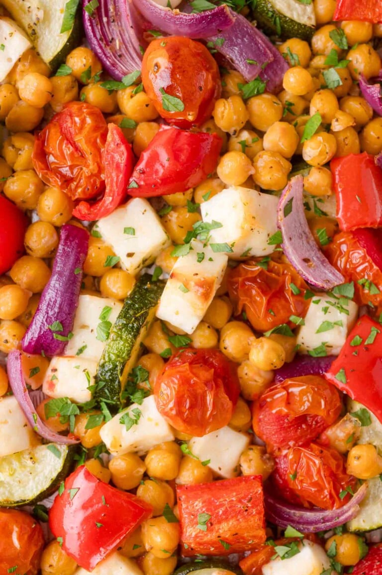 Mediterranean Chickpea and Halloumi Sheet Pan Dinner