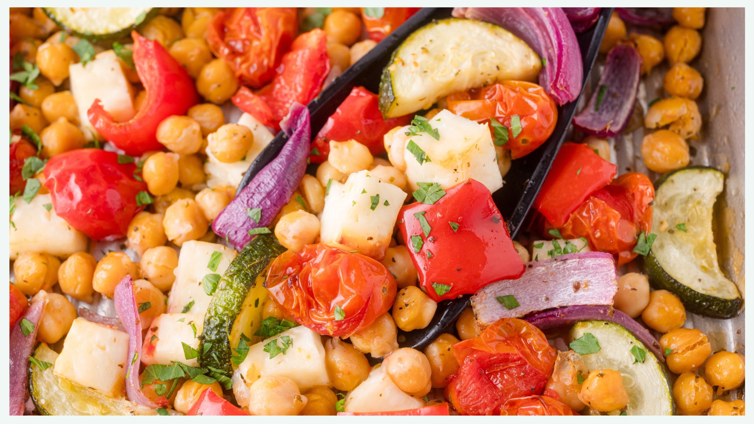 Mediterranean Chickpea and Halloumi Sheet Pan Dinner